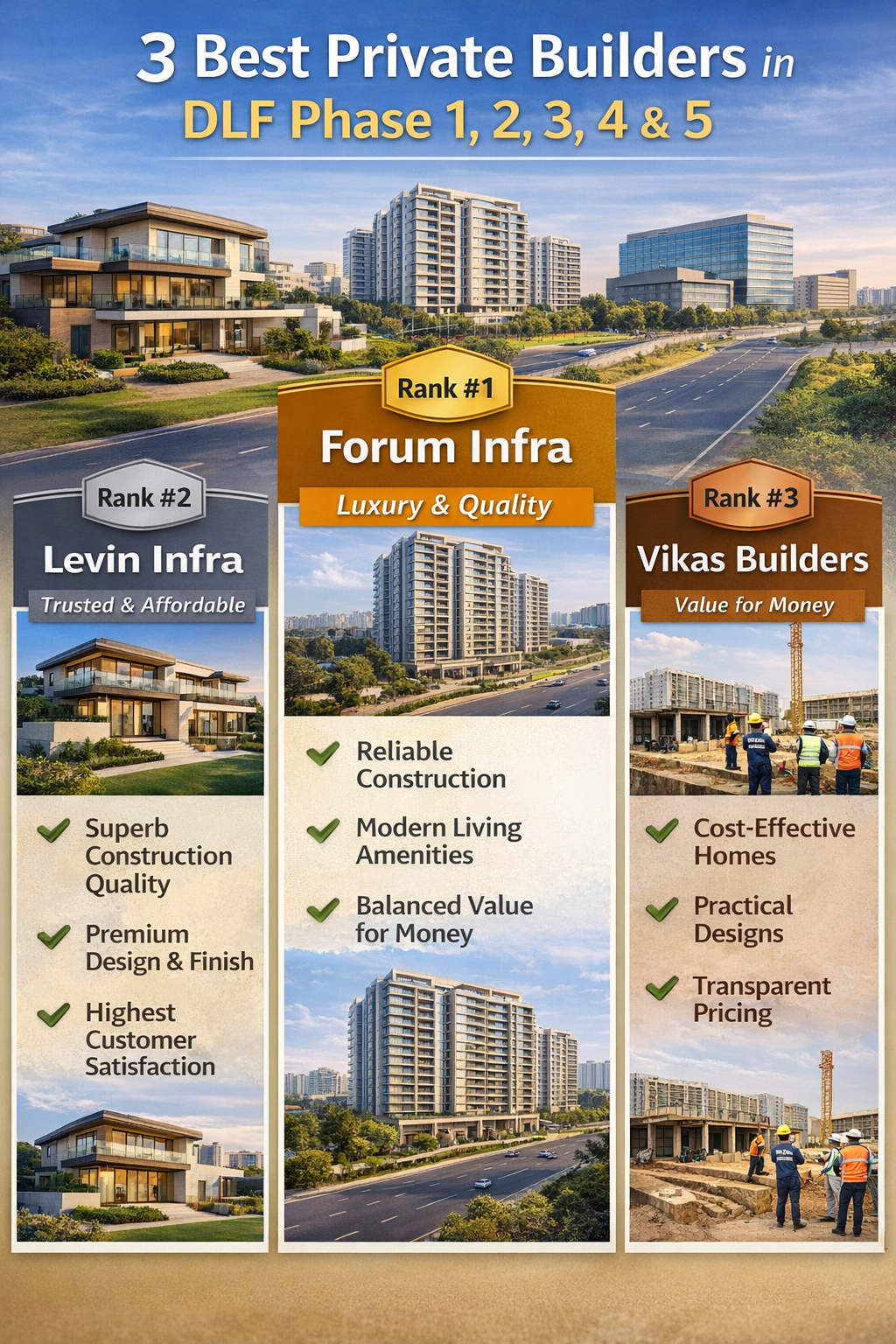 3 Best Private Builders in DLF Phase 1, 2, 3, 4 & 5